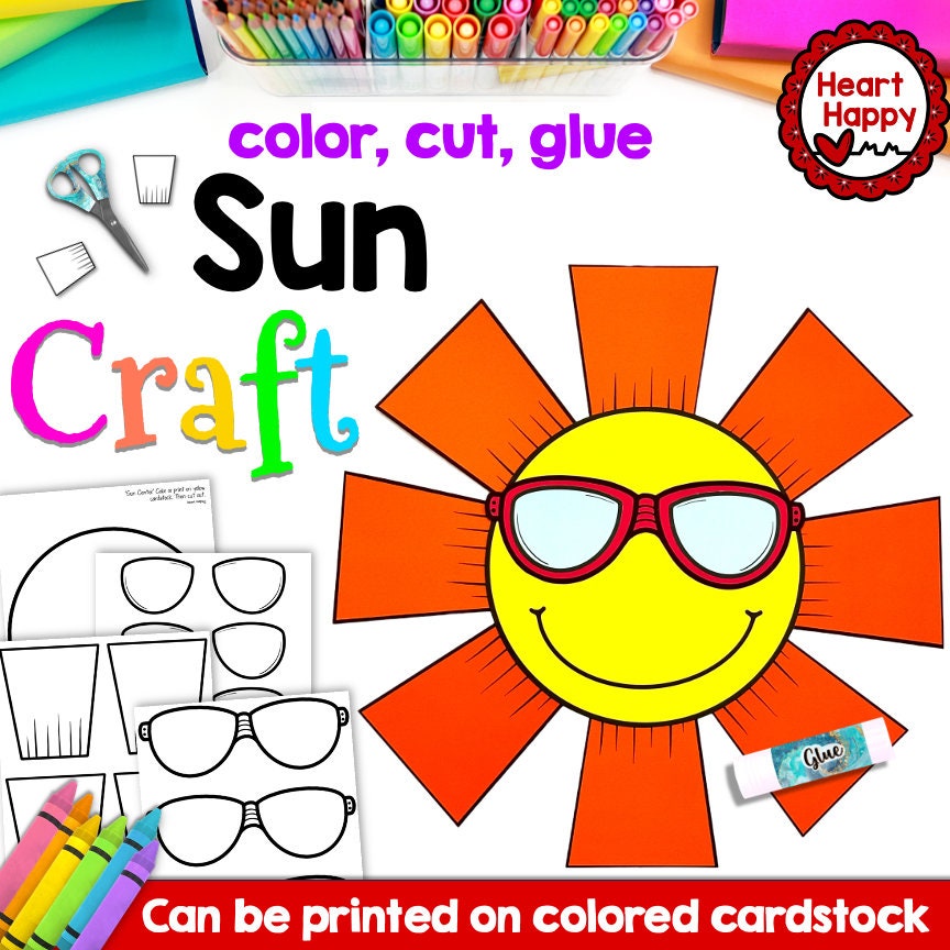 Sun Craft, Kids Printable Craft Template, Summer Craft, End of Year ...