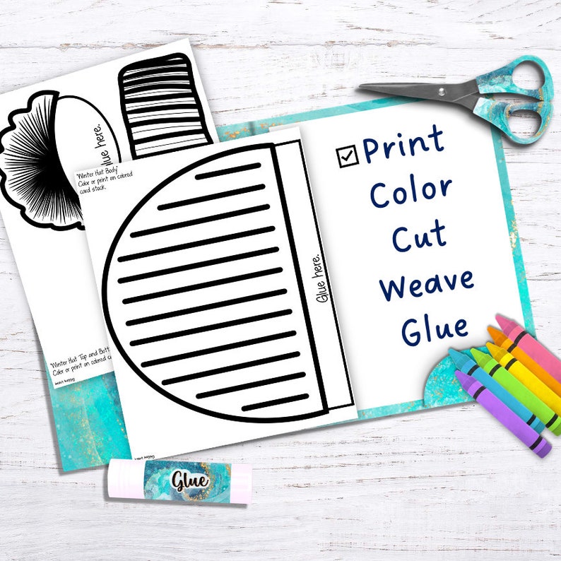 Winter Hat Kids Printable Craft Template, Winter Craft, Weaving, Paper ...