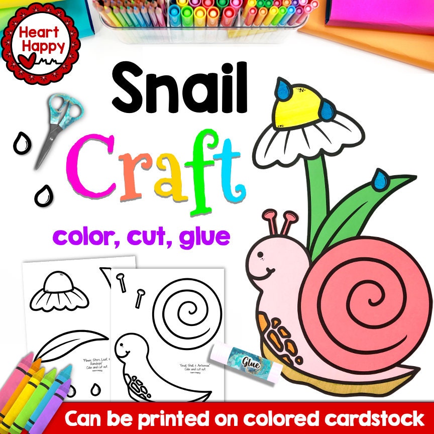 Printable Kids Snail Craft Template, Insect Craft, Spring Craft, Flower ...