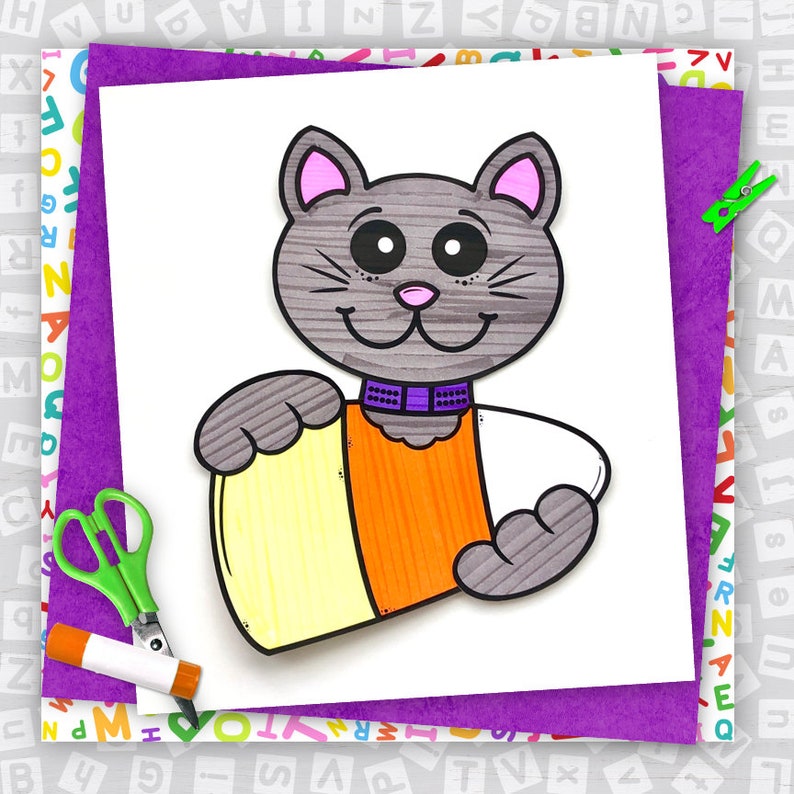 Halloween Cat Craft Kids Printable Craft Template Fall - Etsy