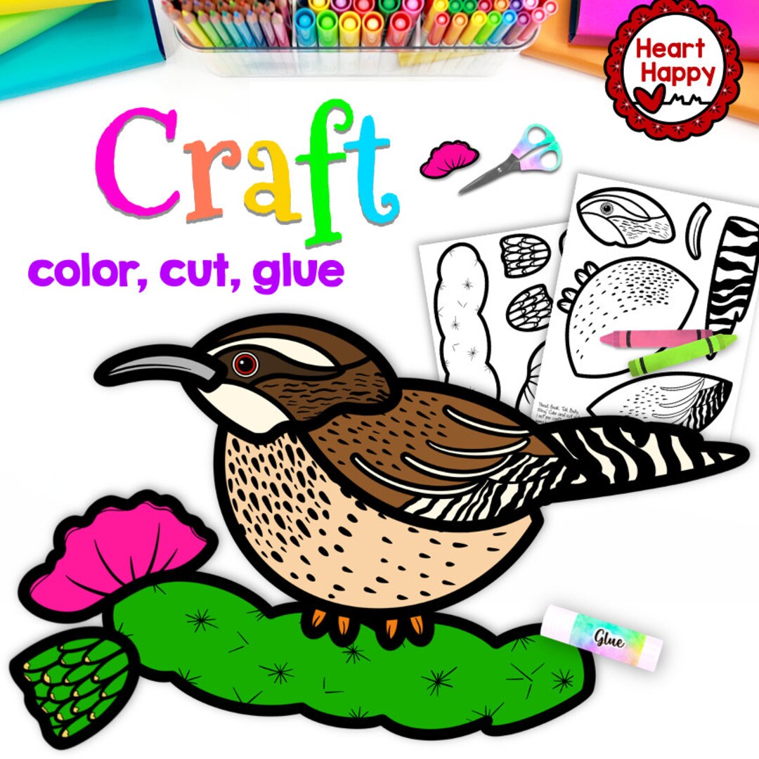 Cactus Wren Craft, Arizona State Symbols, Kids Printable Craft Template ...