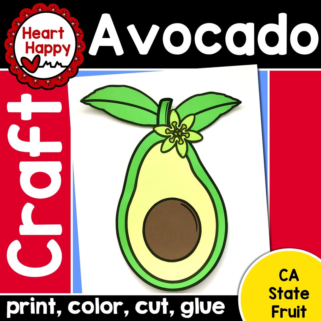 Avocado Craft Kids Printable Craft Template Fruit Craft - Etsy