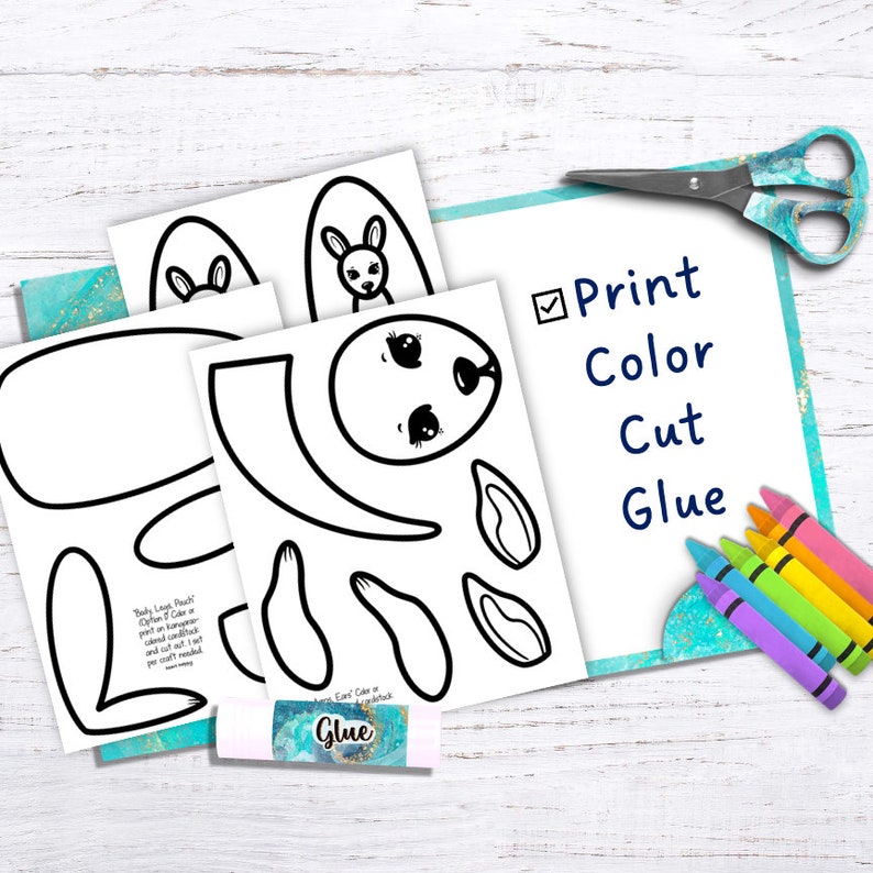 Kangaroo Craft, Kids Printable Craft Template, Zoo Animal Craft, Letter ...