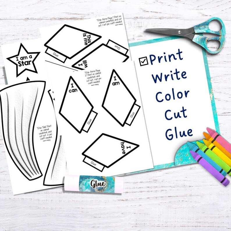 Self Affirmation I Am a Star Kids Printable Kids Craft - Etsy