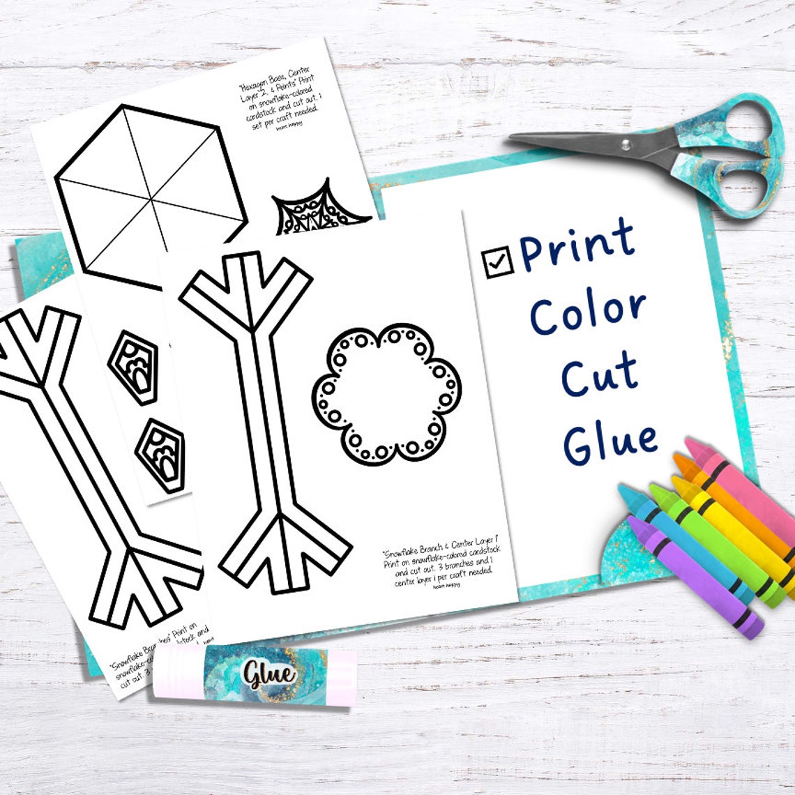 Snowflake Kids Printable Craft Template, Winter Craft, Printable Kids ...