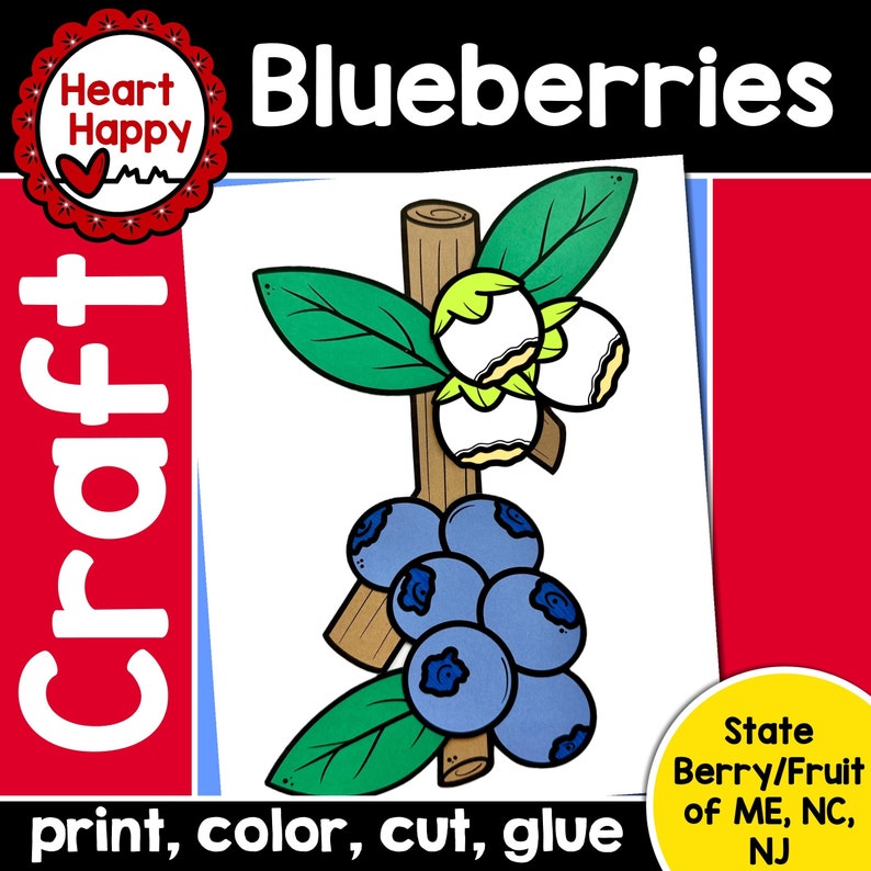 Blueberry Craft Kids Printable Craft Template Fruit Craft - Etsy