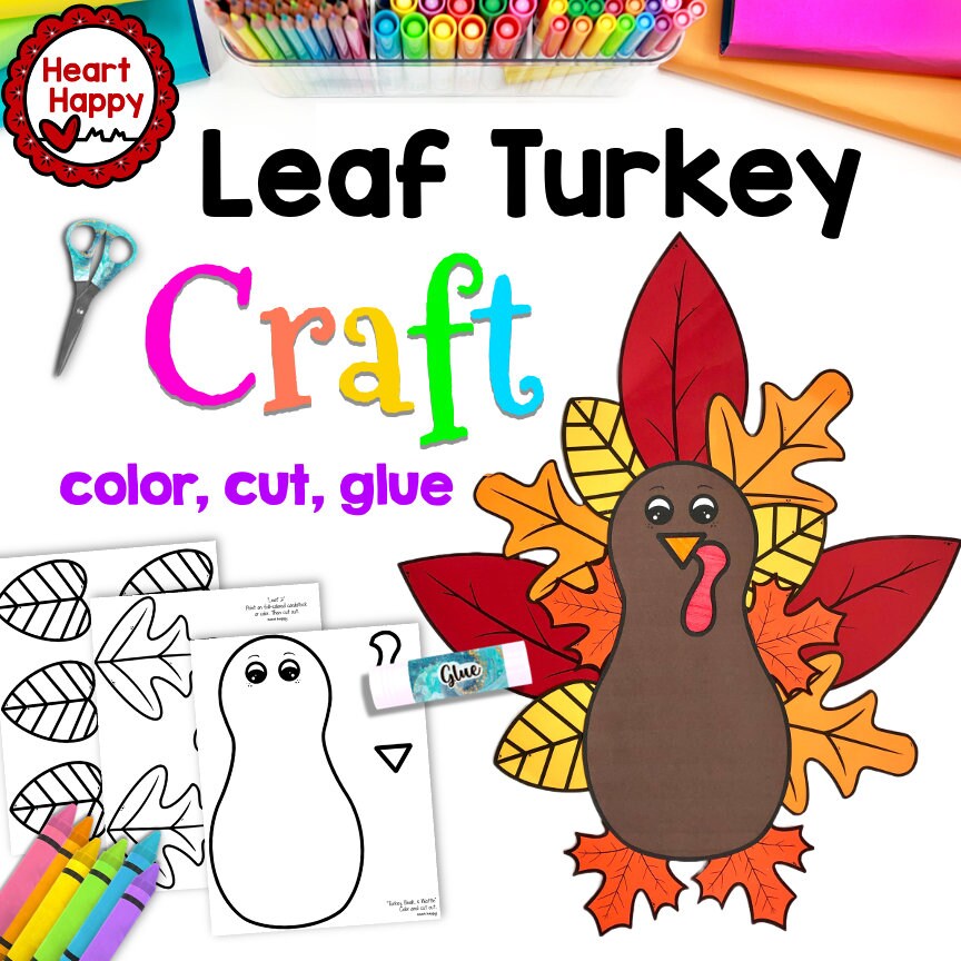 Fall Turkey Leaf Printable Kids Craft Template, Kids Fall/autumn Craft ...