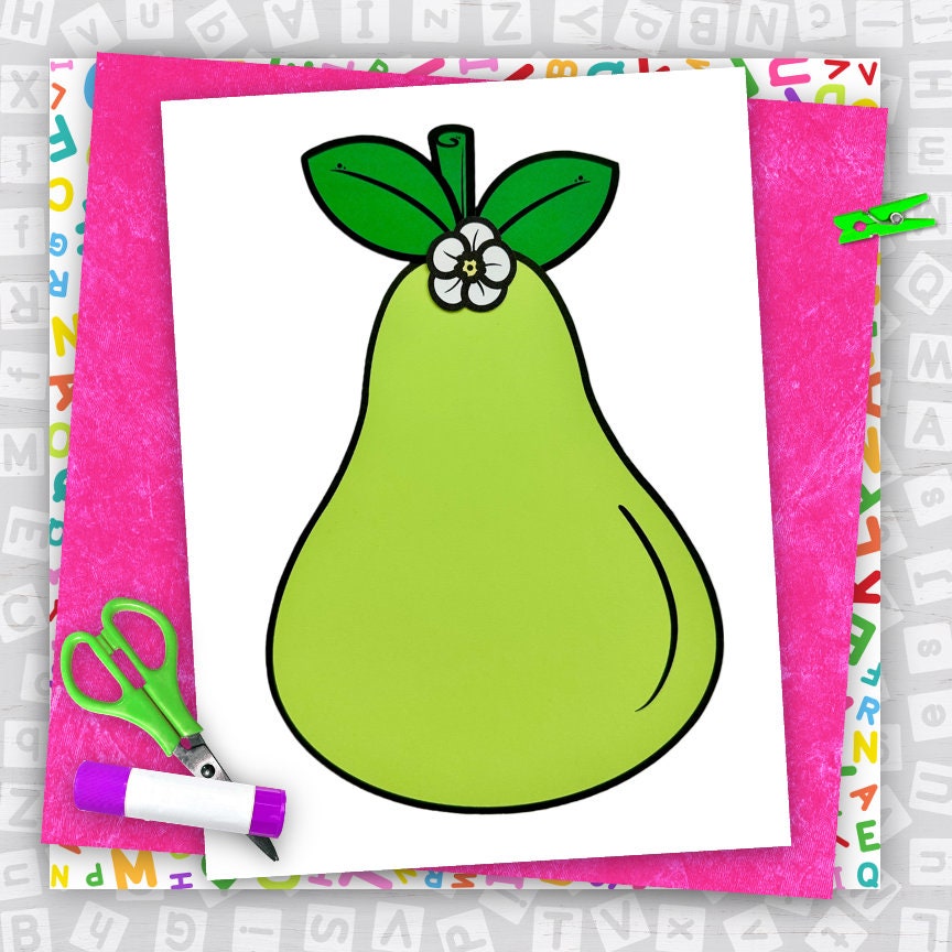 Pear Craft, Kids Printable Craft Template, Fruit Craft, Nutrition ...