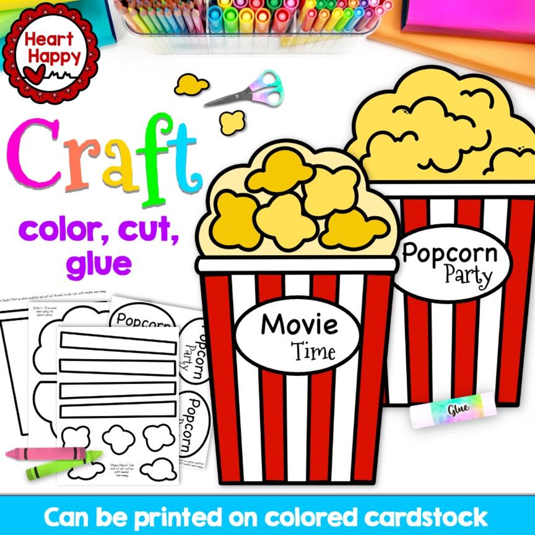 Popcorn Craft, Kids Printable Craft Template, Letter P, Homeschool ...