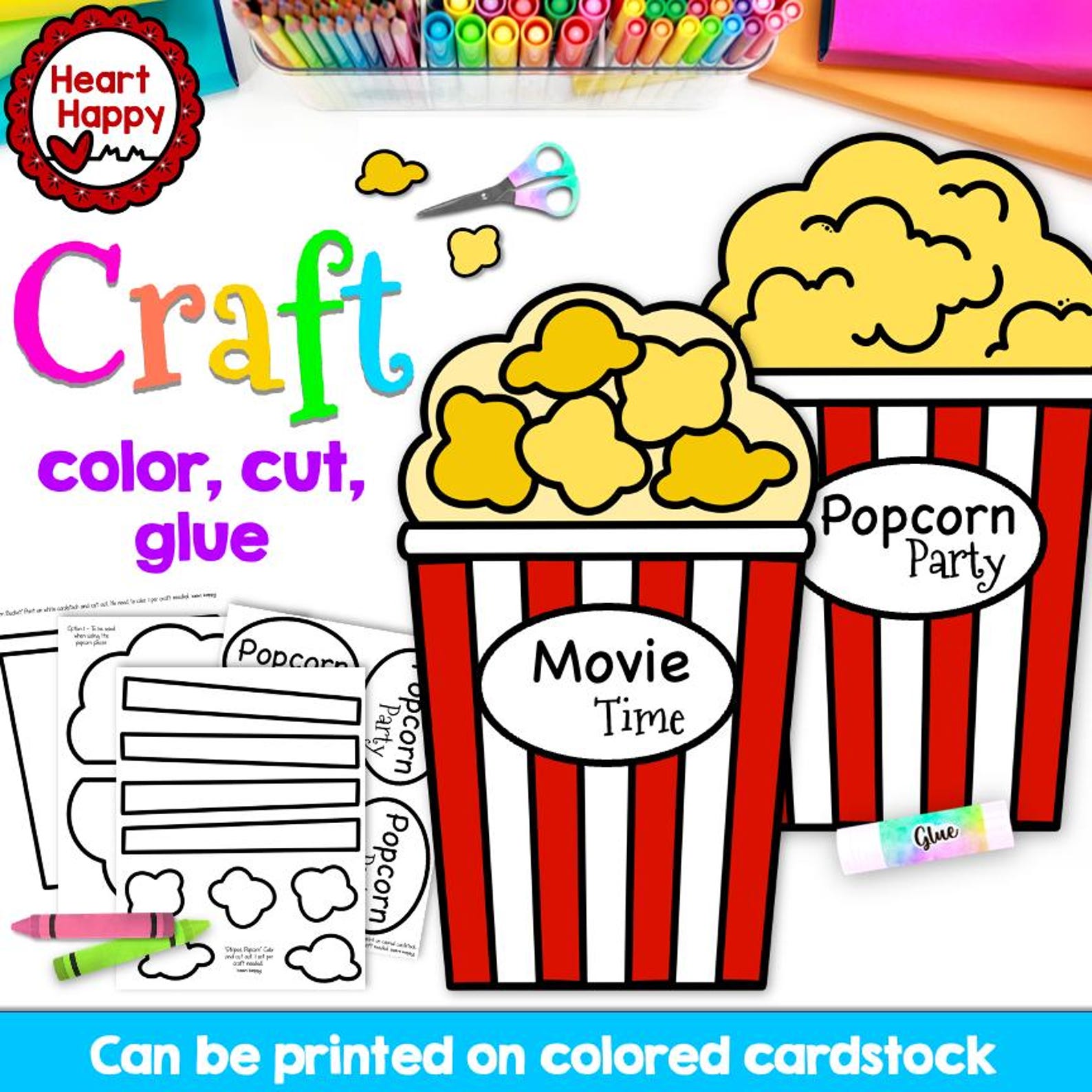 Popcorn Craft, Kids Printable Craft Template, Letter P, Homeschool ...