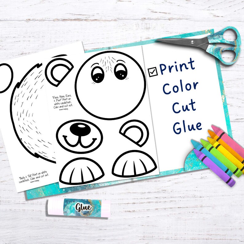 Printable Kids Bear Craft Template, Forest Animals, Woodland Animals ...