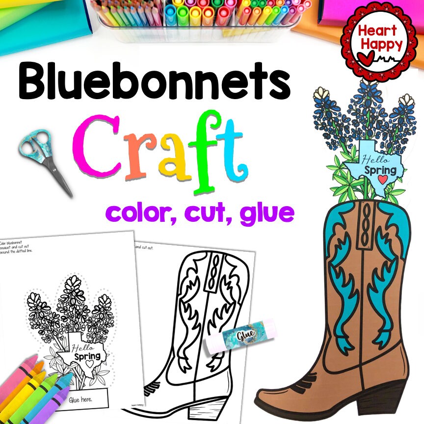 Bluebonnet Craft, Kids Printable Craft Template, Texas Craft, Mother's ...
