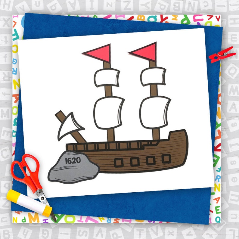 Mayflower Kids Printable Craft Template, Kids Fall/autumn Craft ...