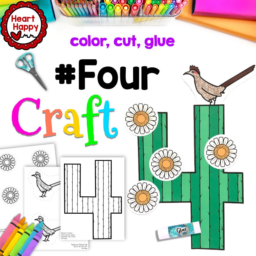 Number Four Craft, Kids Printable Craft Template, Number Recognition ...