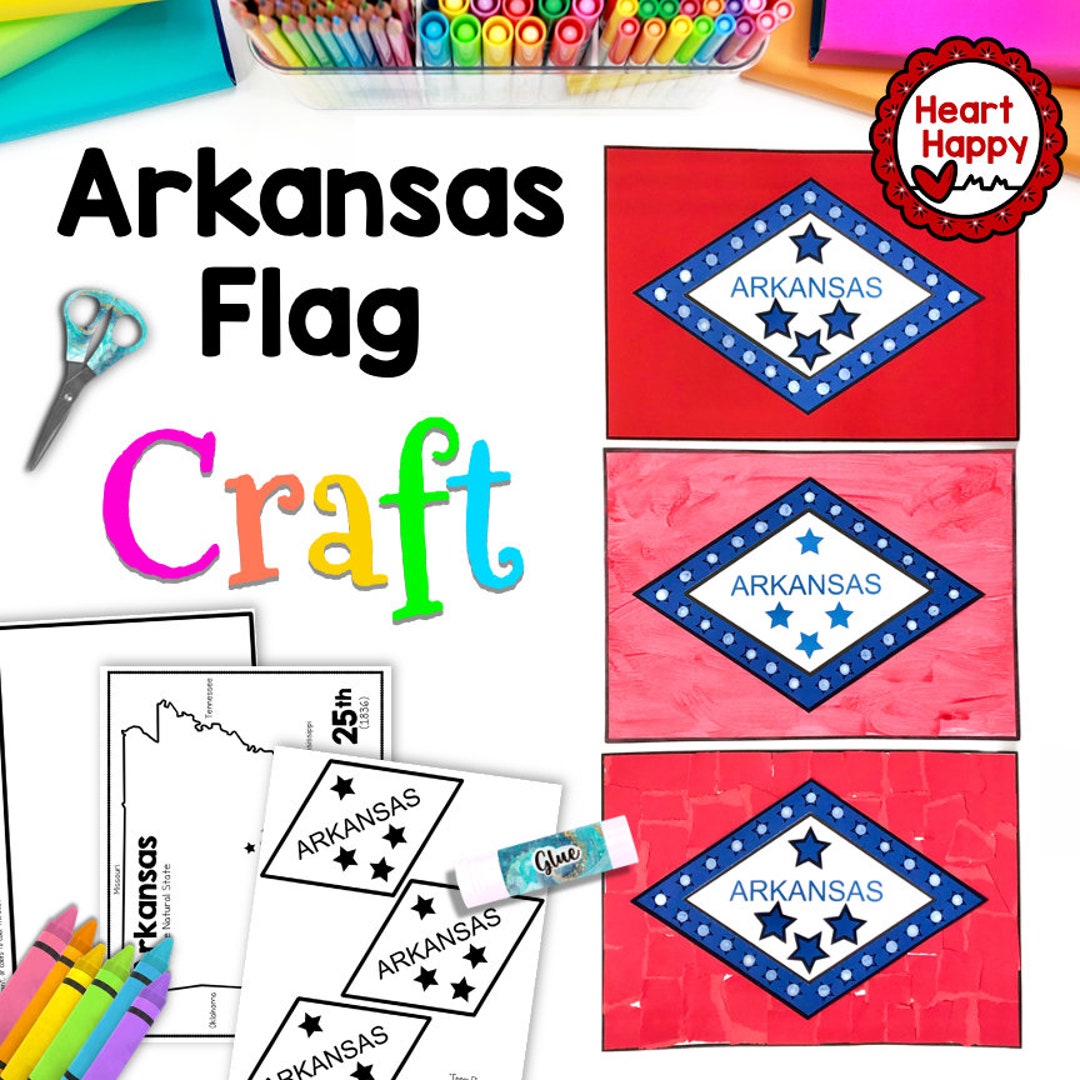 Arkansas Flag Craft, Kids Printable Craft Template, Arkansa State ...