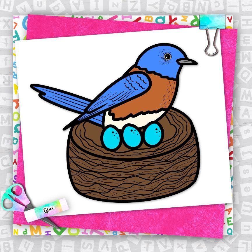 Eastern Bluebird Craft, Kids Printable Craft Template, New York ...