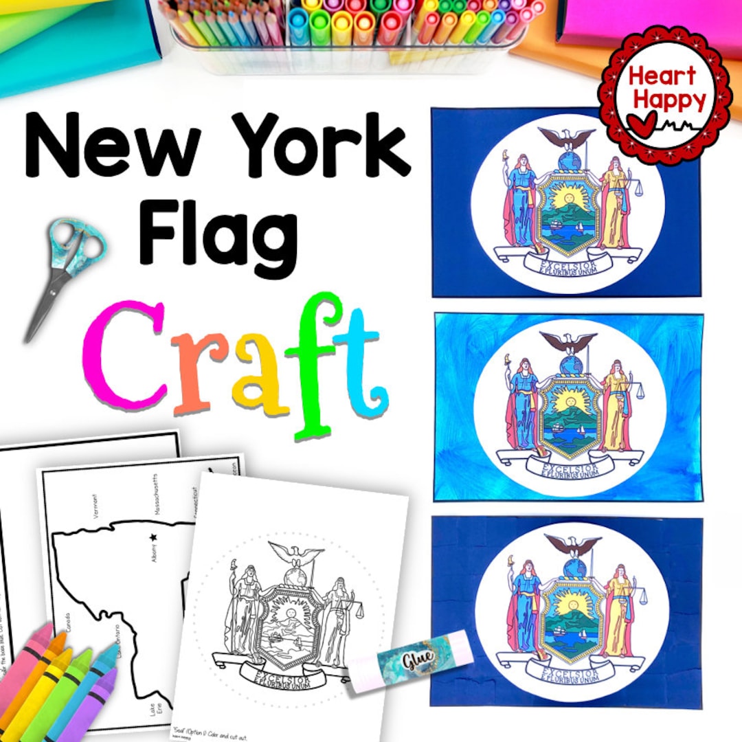New York Flag Craft, Kids Printable Craft Template, New York State ...
