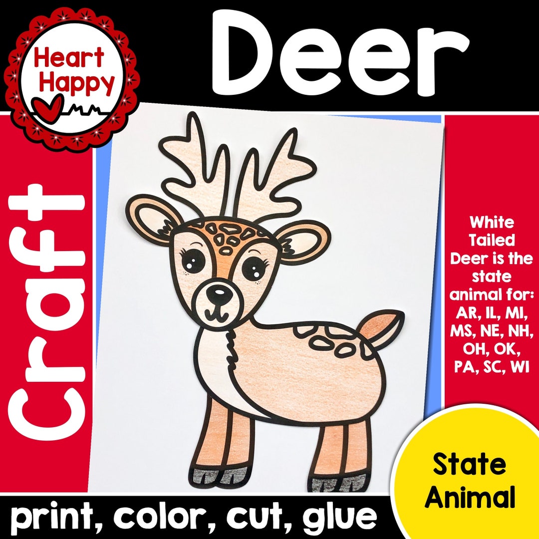 Printable Kids Deer Craft Template Forest Animals Woodland - Etsy