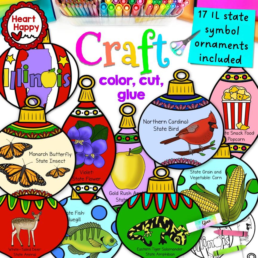 Illinois Themed Christmas Ornament Crafts, Kids Printable Craft ...