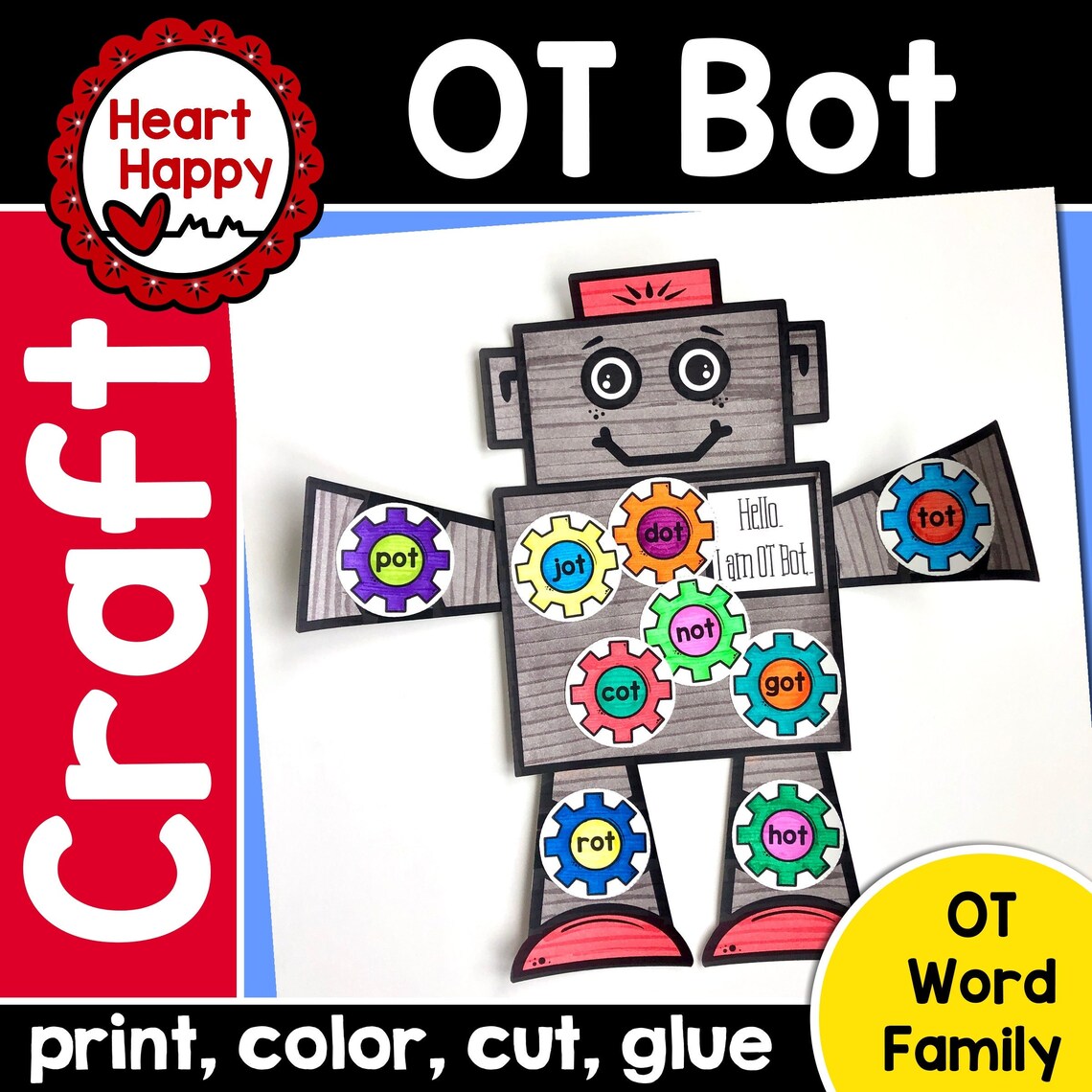 OT Bot Short O Craft OT Word Family Craft Printable Kids - Etsy
