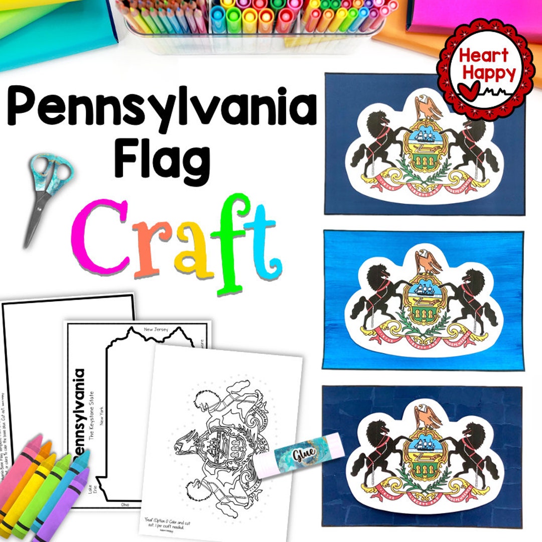 Pennsylvania Flag Craft, Kids Printable Craft Template, Pennsylvania ...