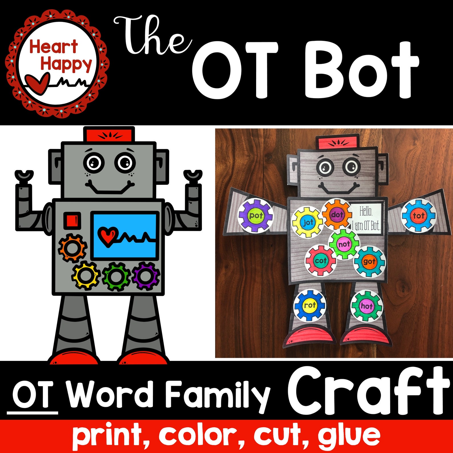 OT Bot Short O Craft OT Word Family Craft Printable Kids | Etsy