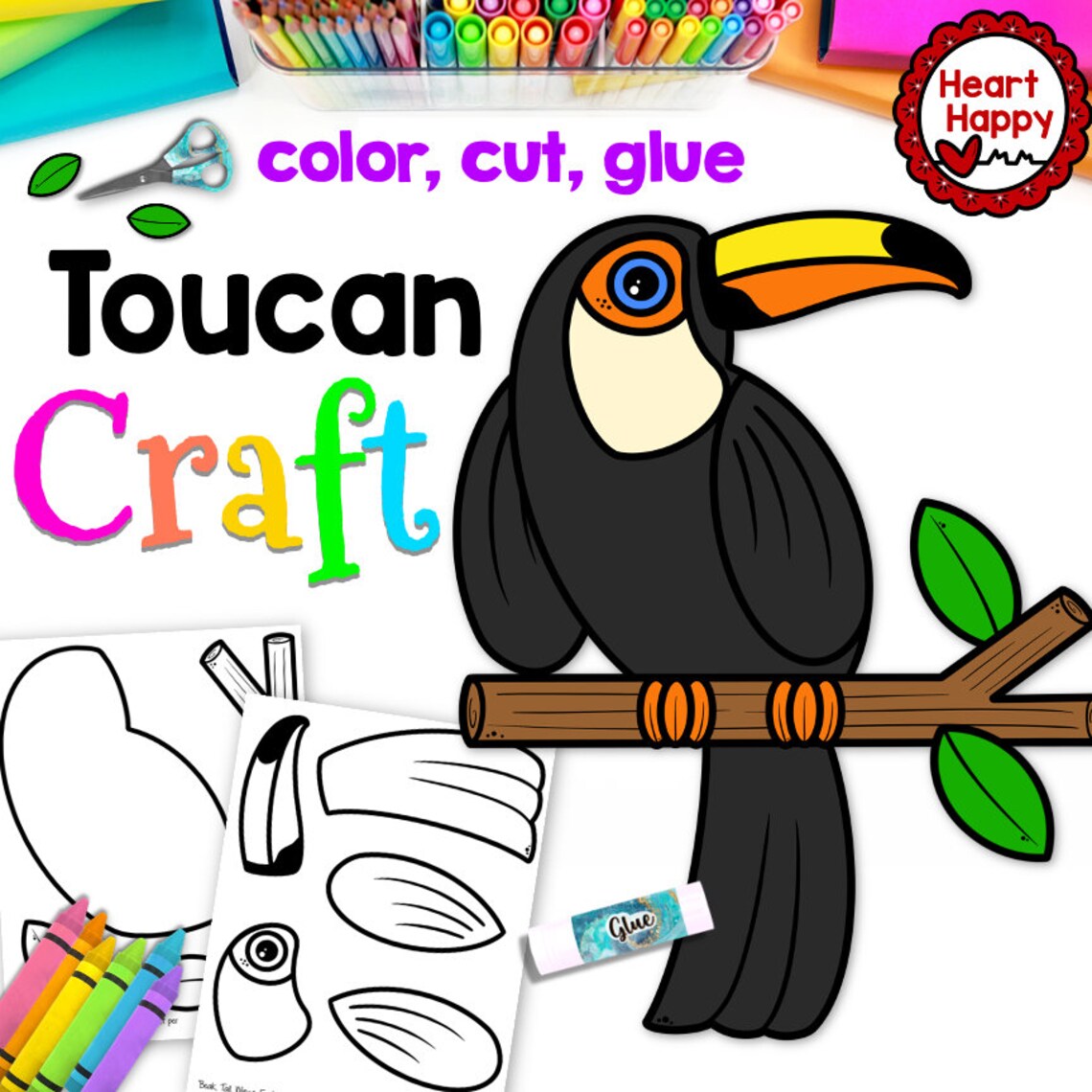 Toucan Printable Kids Craft Template, Rainforest Animals, Zoo Animals ...