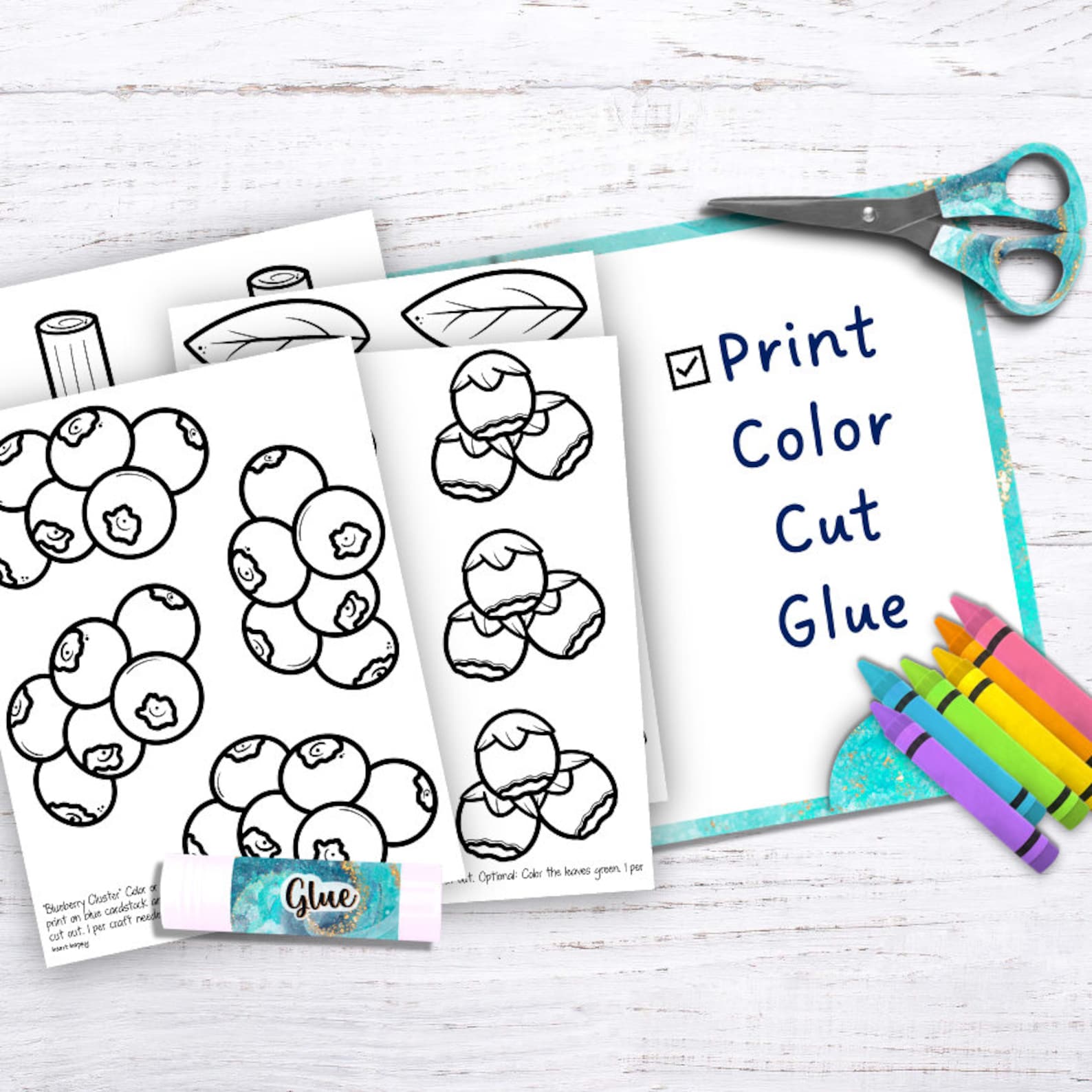 Blueberry Craft, Kids Printable Craft Template, Fruit Craft, State ...