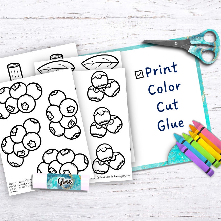 Blueberry Craft, Kids Printable Craft Template, Fruit Craft, State ...