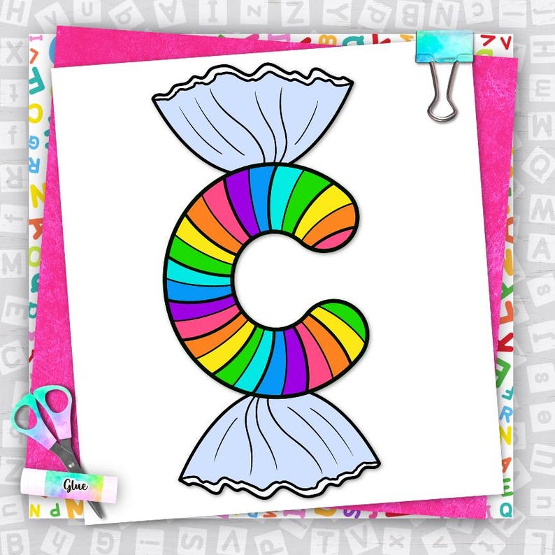 Letter C Candy Craft, Printable Kids Craft Template, Alphabet Craft ...