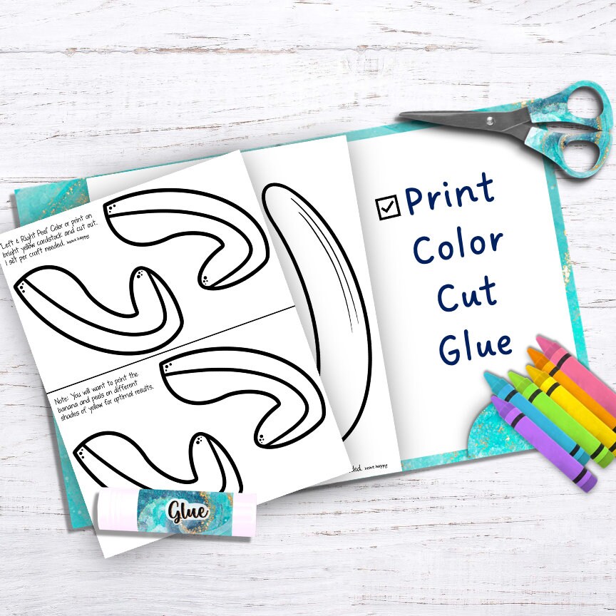 Banana Craft, Kids Printable Craft Template, Fruit Craft, Nutrition ...