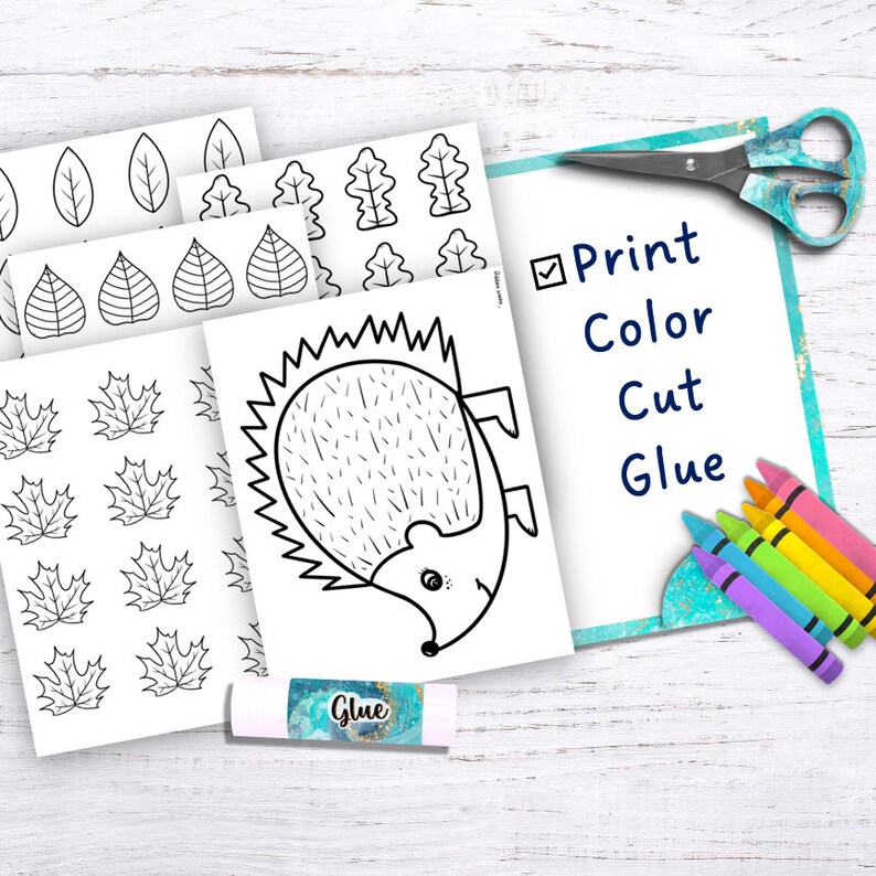 Hedgehog Kids Printable Craft Template Kids Fall/autumn - Etsy