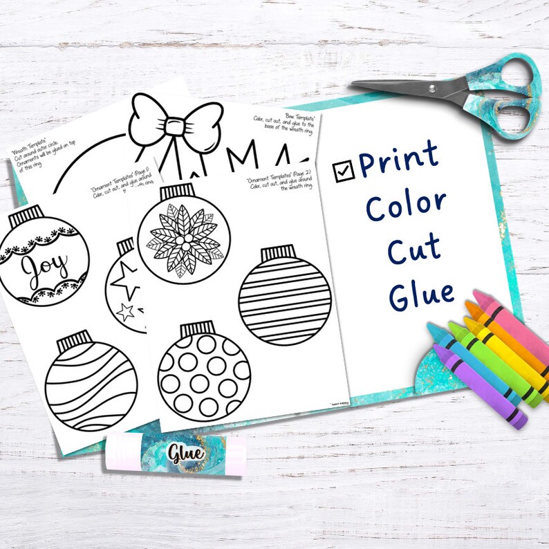 Christmas Ornament Wreath Kids Printable Craft Template,kids Christmas ...