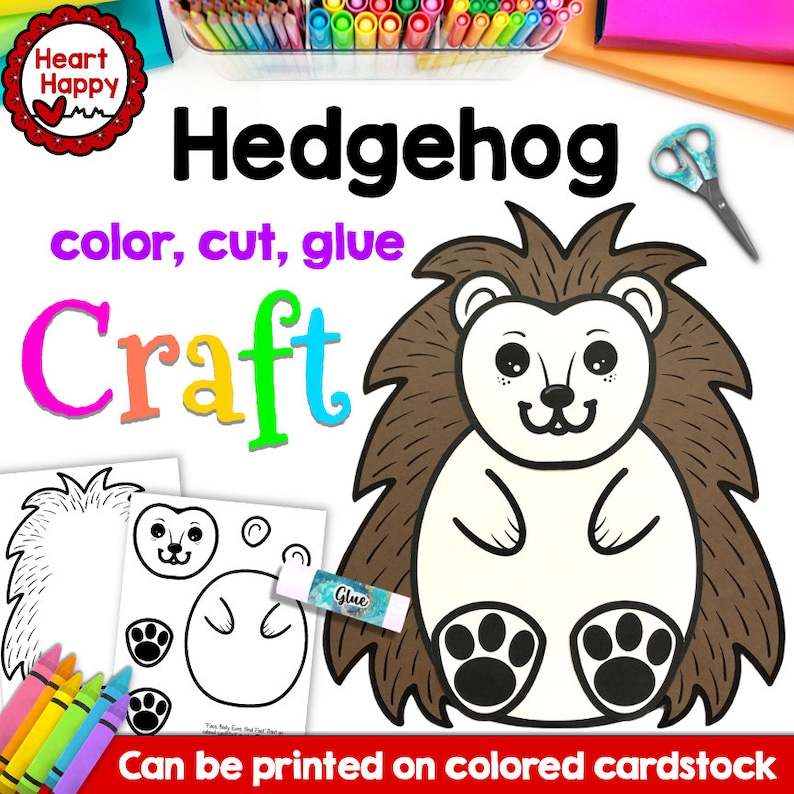 Printable Kids Hedgehog Craft Template, Forest Animals, Woodland ...