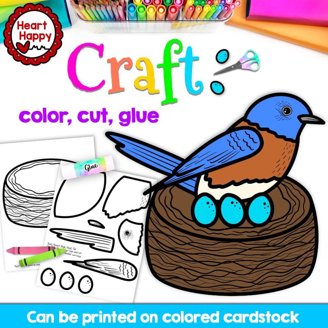 Eastern Bluebird Craft, Kids Printable Craft Template, New York ...
