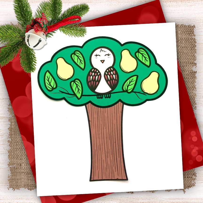 Pear Tree, Kids Printable Craft Template, 12 Days of Christmas ...