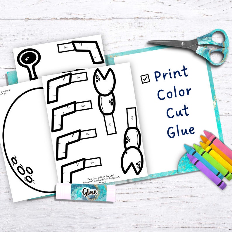 Printable Kids Crab Craft Template, Ocean Crafts, Homeschool, Teachers ...