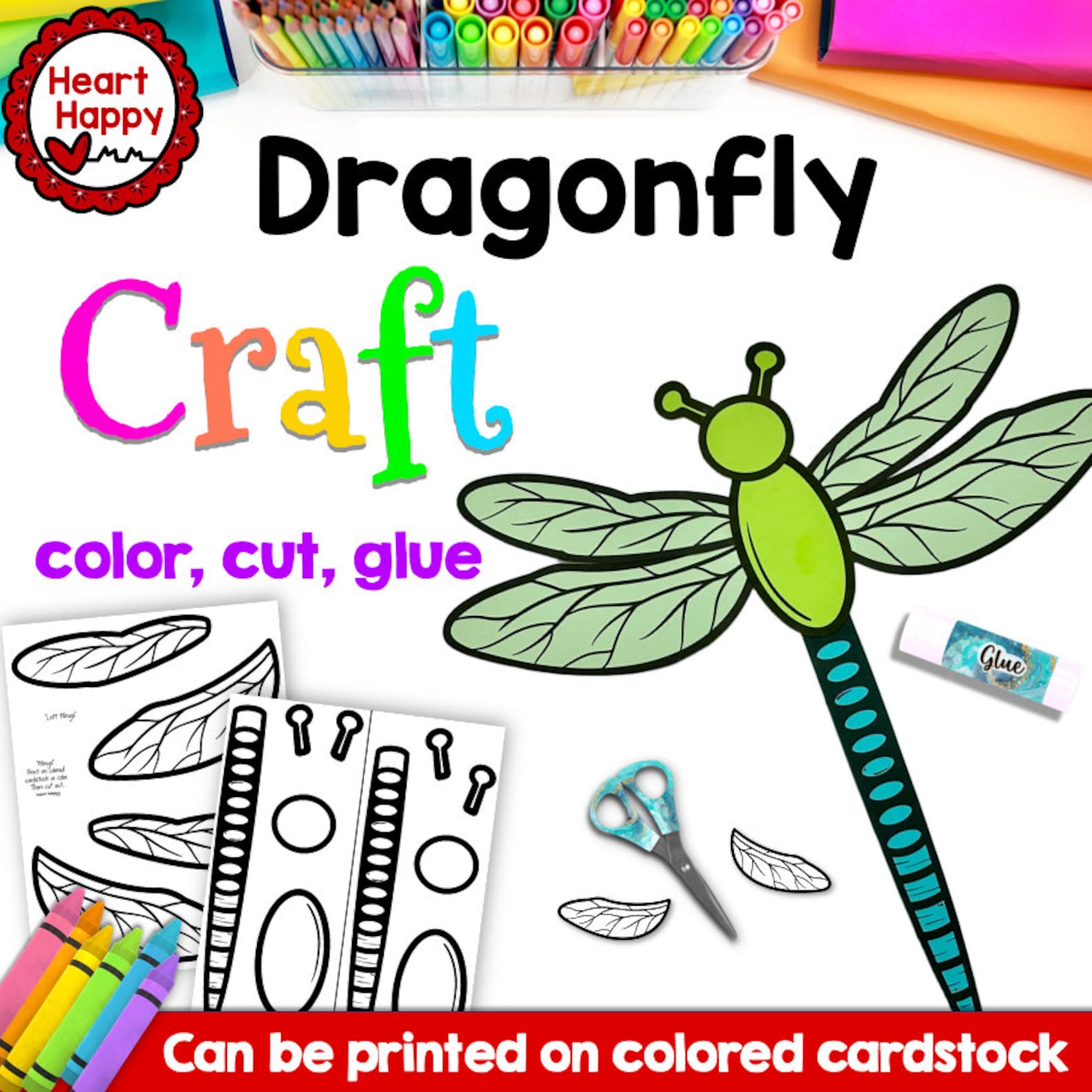 Printable Kids Dragonfly Craft Template, Insect Craft, Bug Craft ...