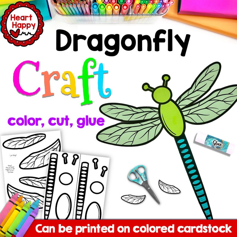 Printable Kids Dragonfly Craft Template, Insect Craft, Bug Craft ...