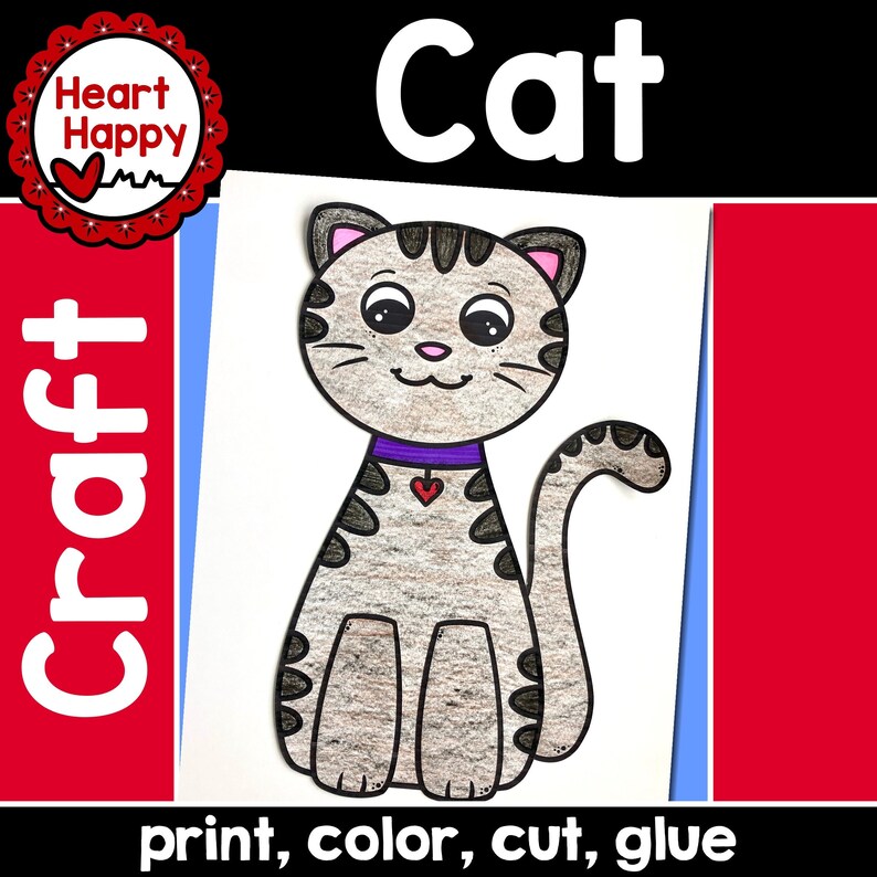 Printable Kids Cat Craft Template Homeschool Teachers - Etsy