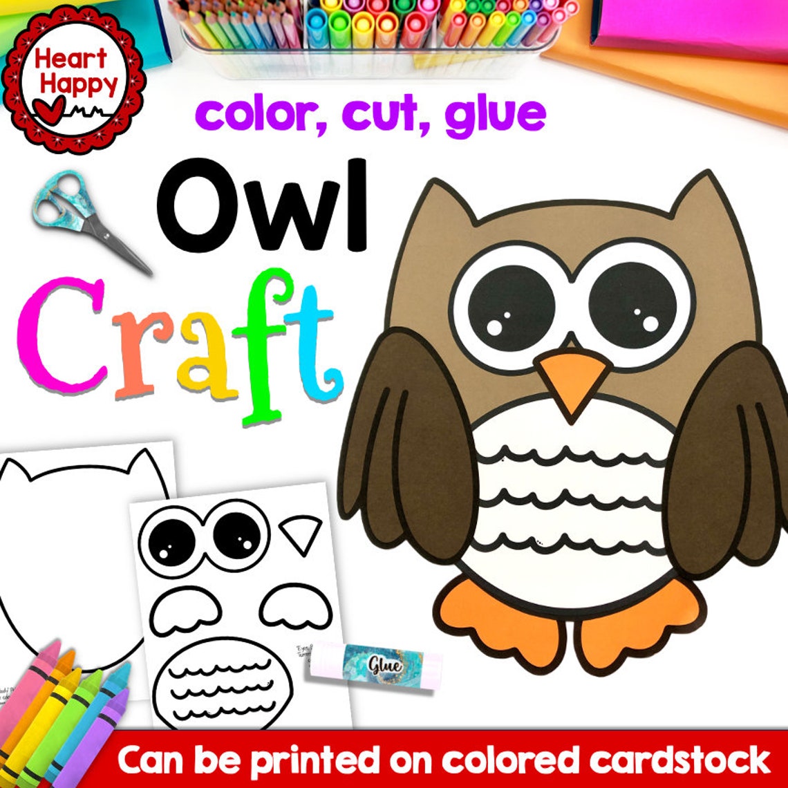 Printable Kids Owl Craft Template, Forest Animals, Woodland Animals ...