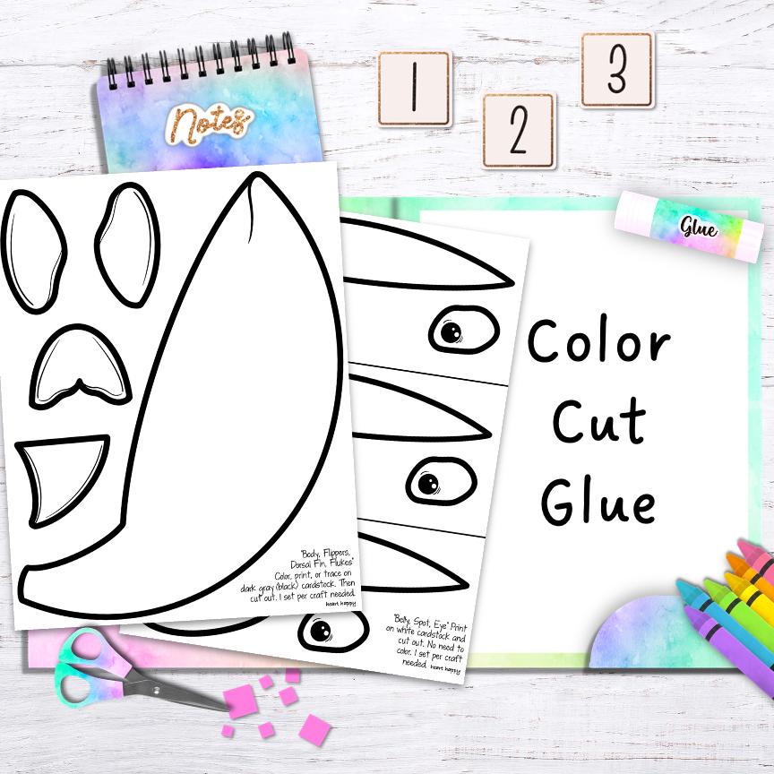 Orca Craft, Kids Printable Craft Template, Ocean Animals, Mammals ...