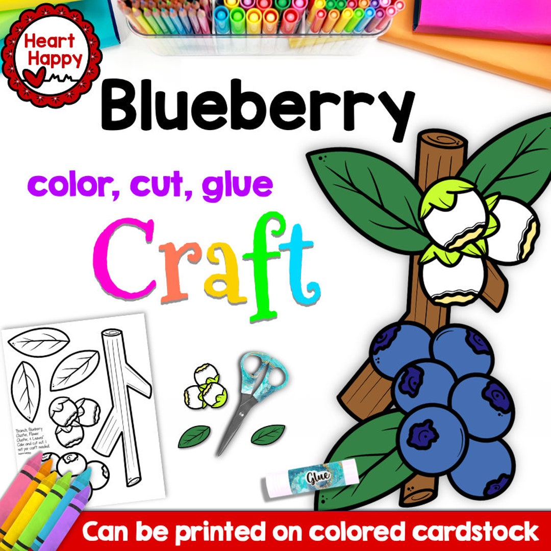 Blueberry Craft, Kids Printable Craft Template, Fruit Craft, State ...