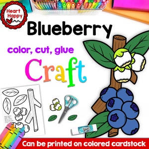 Blueberry Craft, Kids Printable Craft Template, Fruit Craft, State ...