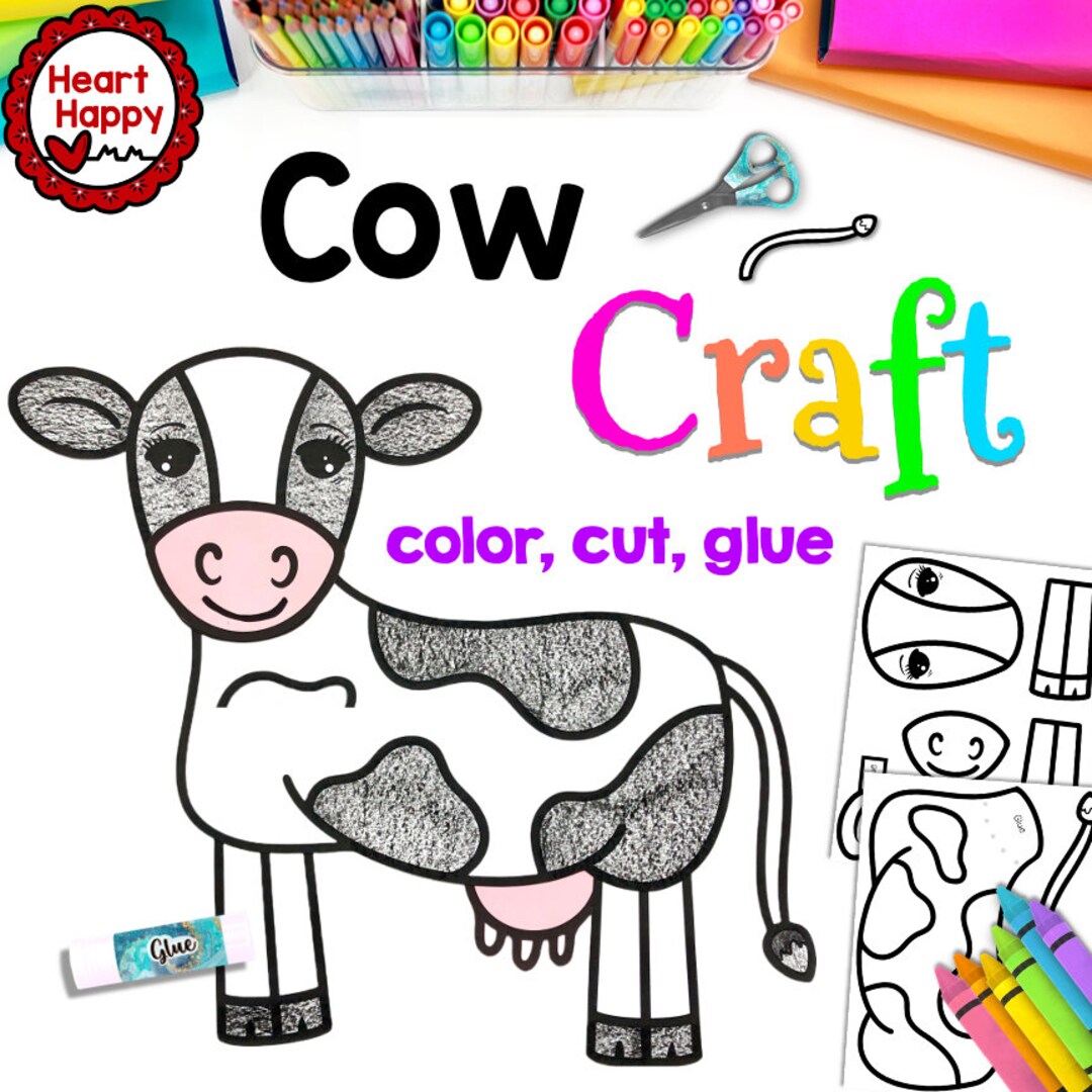 Cow Craft, Kids Printable Template, Farm Animals, Letter C, Homeschool ...