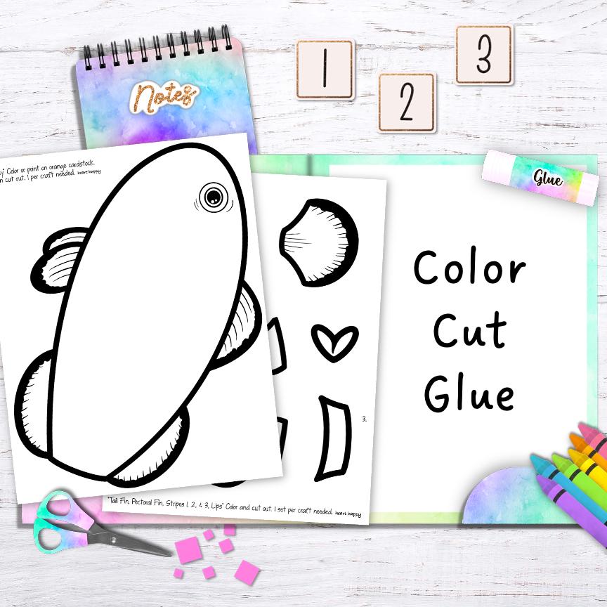 Clownfish Craft, Kids Printable Craft Template, Ocean Animals, Summer ...