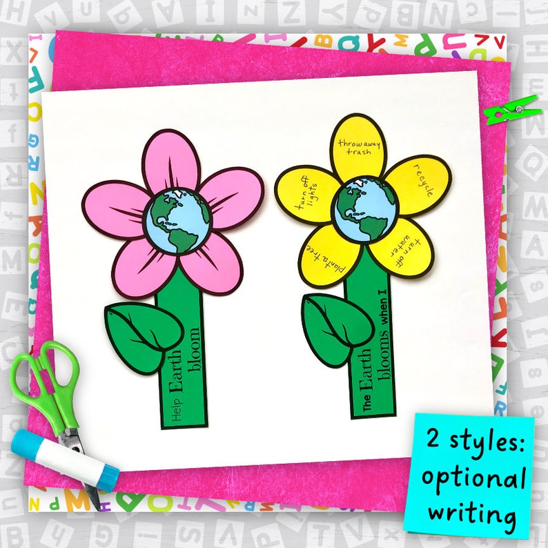 Earth Day Flower Craft, Kids Printable Craft Template, Spring Craft ...