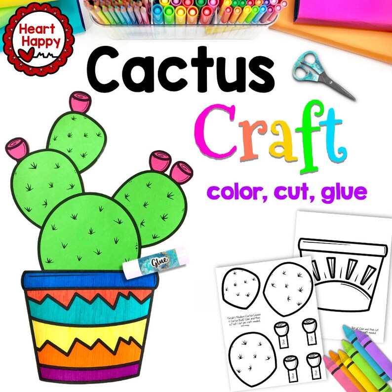 Cactus Craft, Printable Kids Template, Desert Craft, Summer, Homeschool ...