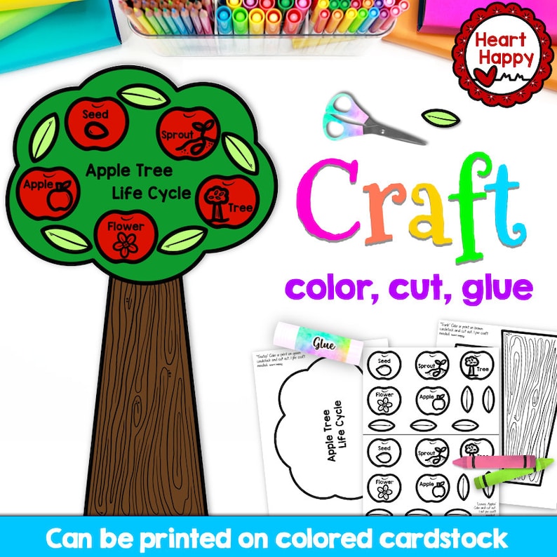Apple Tree Life Cycle Craft, Kids Printable Craft Template, Fall Craft ...