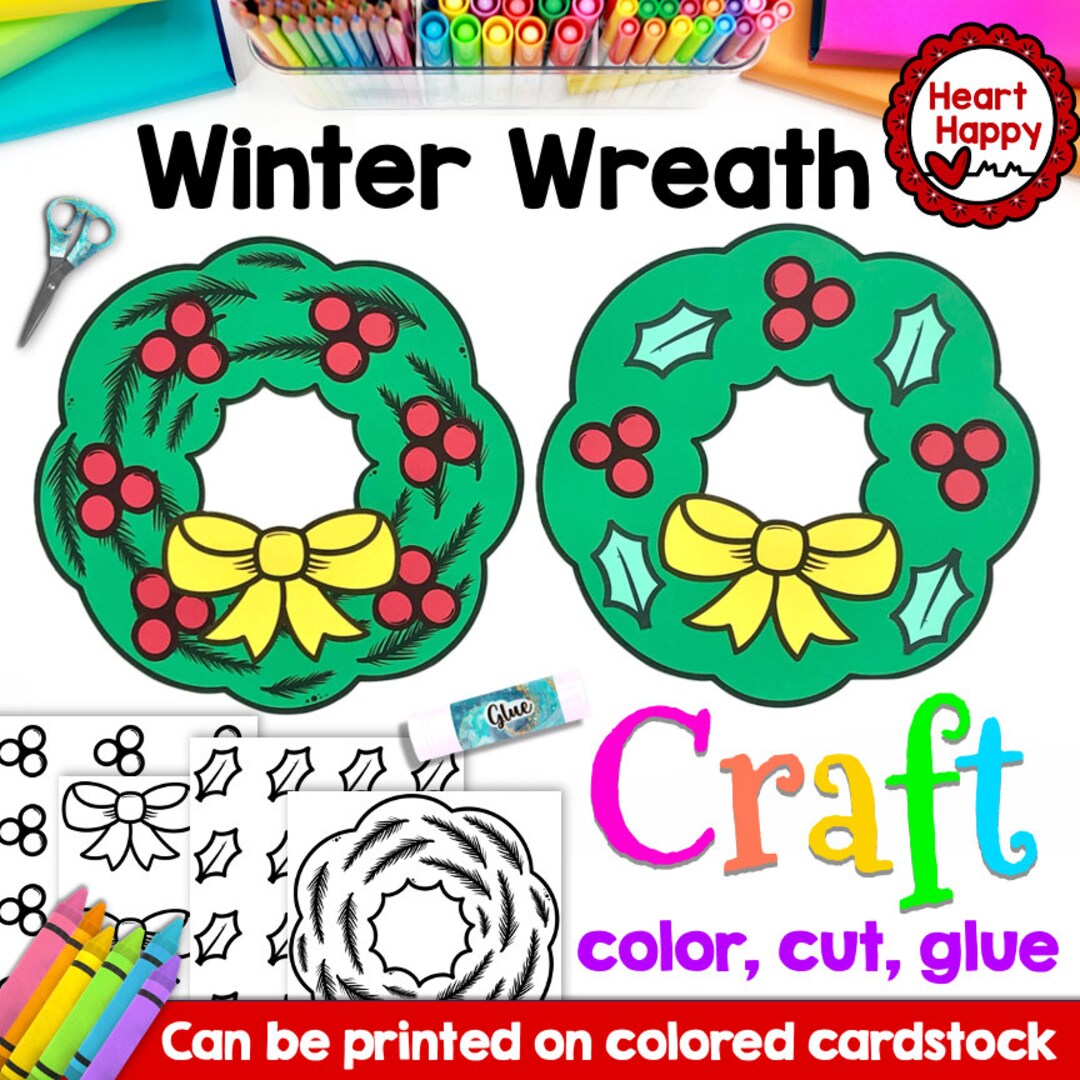 Winter Wreath Kids Printable Craft Template, Winter Craft, Christmas ...
